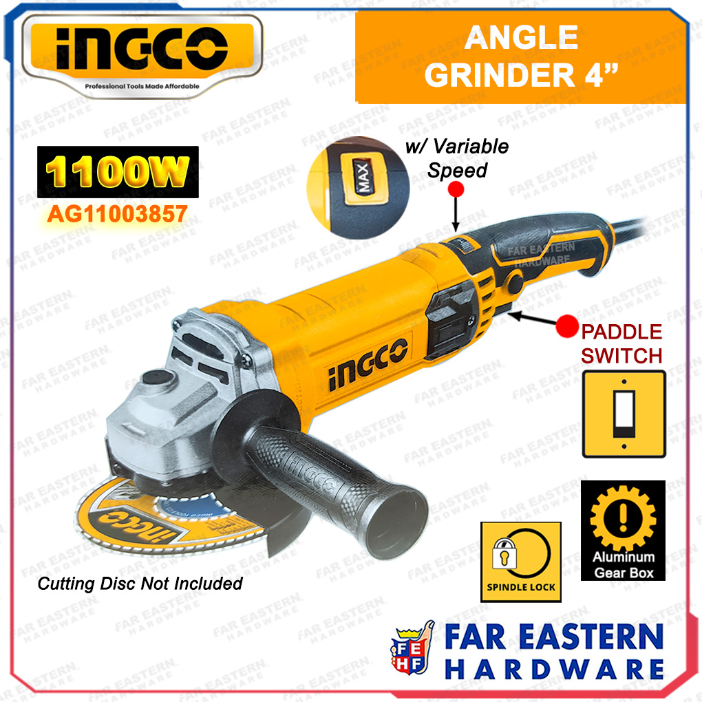 INGCO Angle Grinder 4" Paddle Switch 1100W AG11003857 INPTCD | Lazada PH