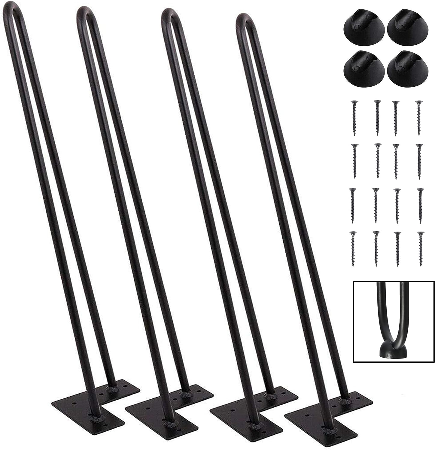Hairpin solid Table Legs, 2rods, Set of 4 pcs for Desk, Dining Table ...