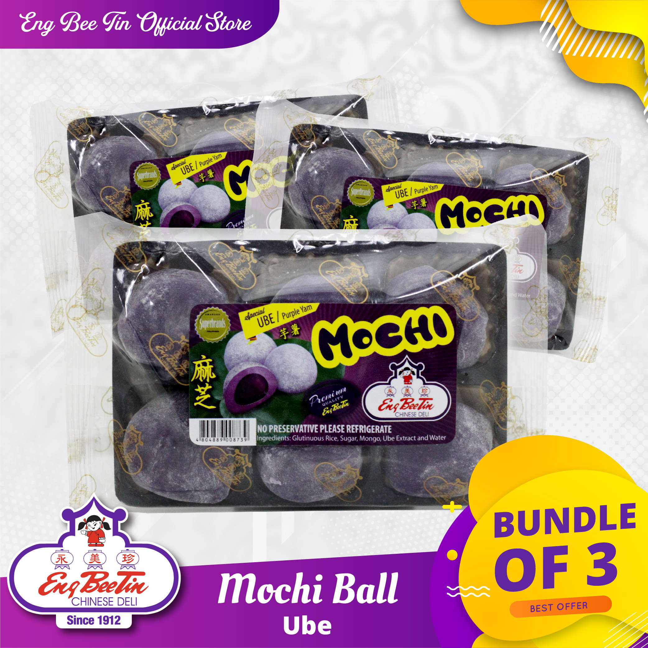 Eng Bee Tin Mochi Balls Ube ( 3-pack ) | Lazada PH