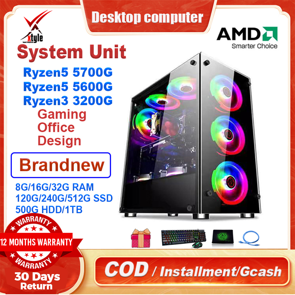 CPU Unit Only AMD Desktop Ryzen 5 5600G Gaming PC Ryzen3 3200G with DDR4 16GB RAM 512GB SSD Full ...