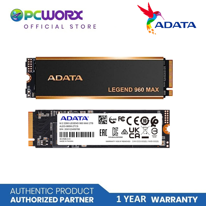 ADATA AD-ALEG-960M LEGEND 960 MAX M.2 PCIe 4.0 X4 NVMe 1.4 Solid State Drive | 1TB SSD, 2TB SSD ...