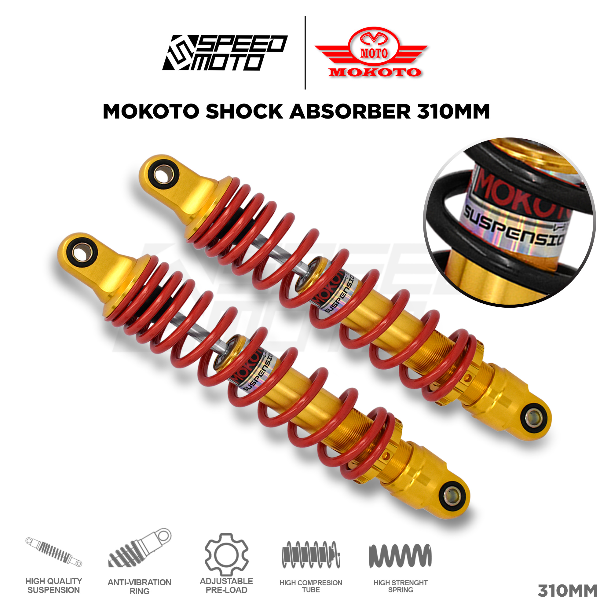 MOKOTO DUAL REAR SHOCK ABSORBER 310/340MM FOR XRM / WAVE / SMASH ...