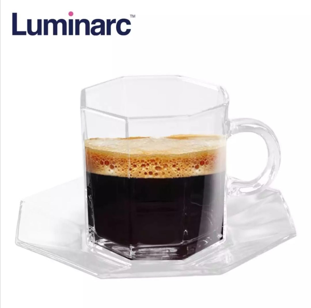 Luminarc Octime Cup and Saucer Set of 12 Microwavable Tempered glass ...