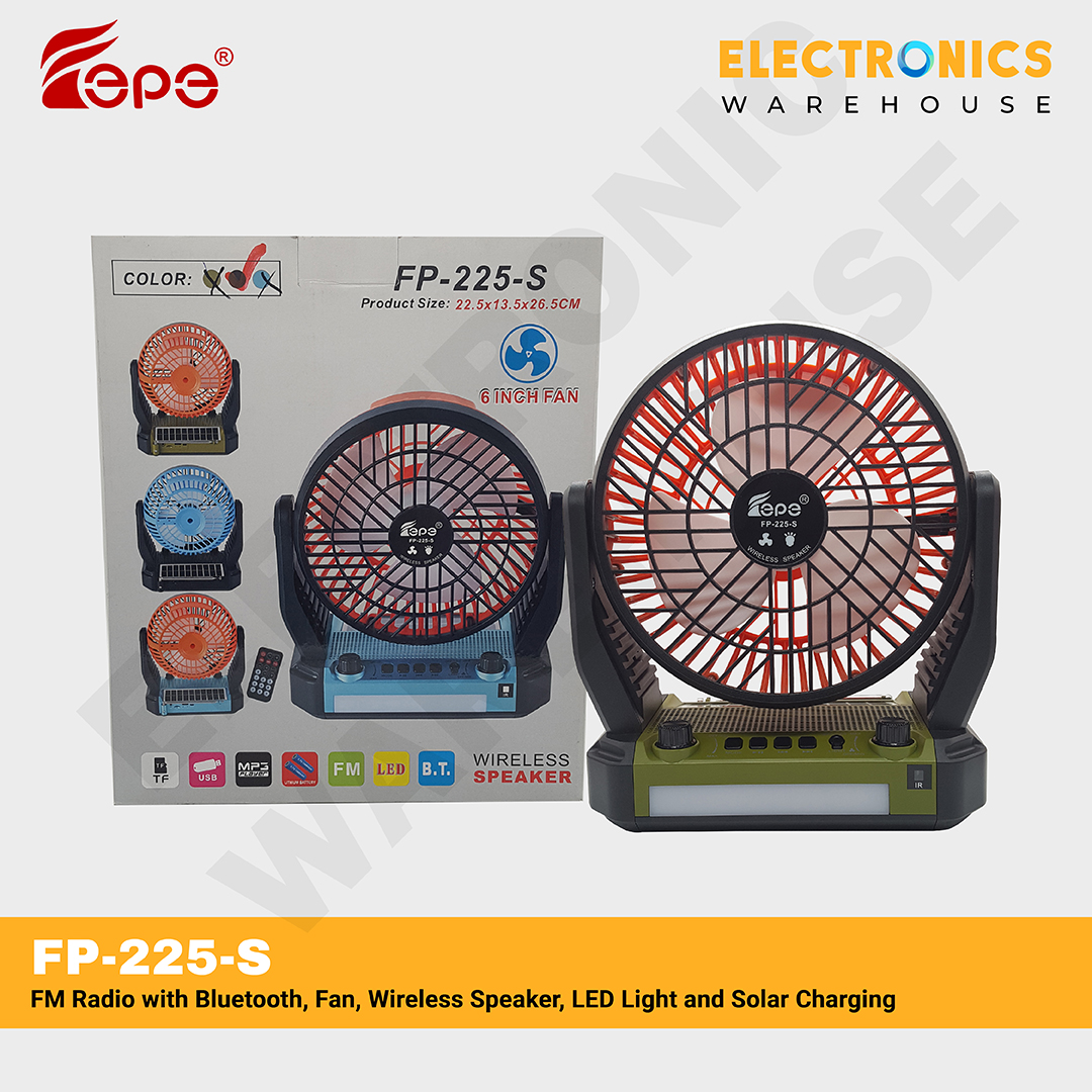 FEPE FP-225-S FM Radio with USB/TF, Bluetooth, Music Player, Fan ...