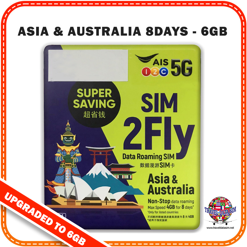 TDSIM Asia Australia 8 Days 6GB Travel Data Internet Sim Japan Korea ...