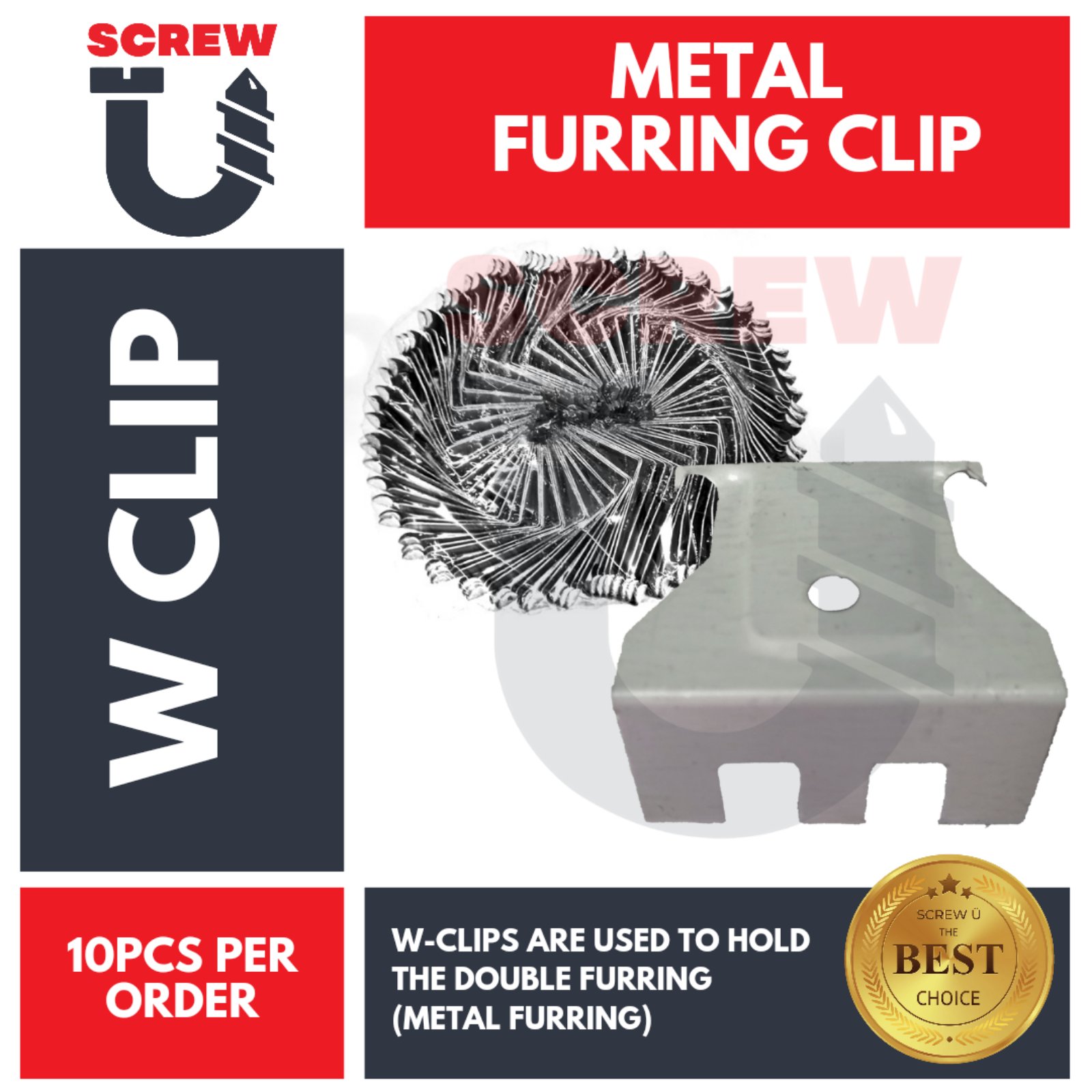 Metal Furring Clip | W-Clip | Wclip for metal furring wall clip10pcs ...