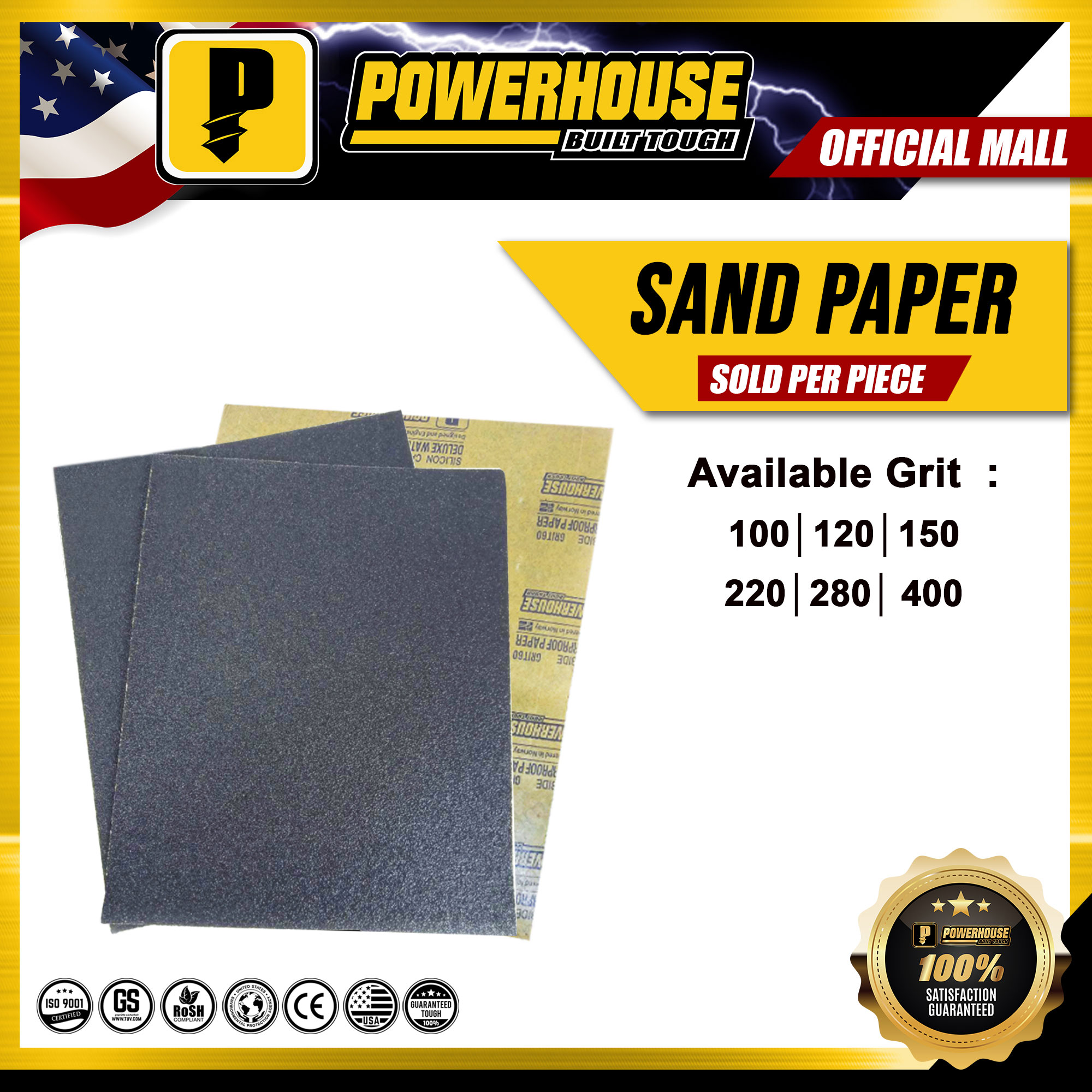 POWERHOUSE Sand Paper Water Proof Silicon Carbide 9" x 11" 100 | 120 ...