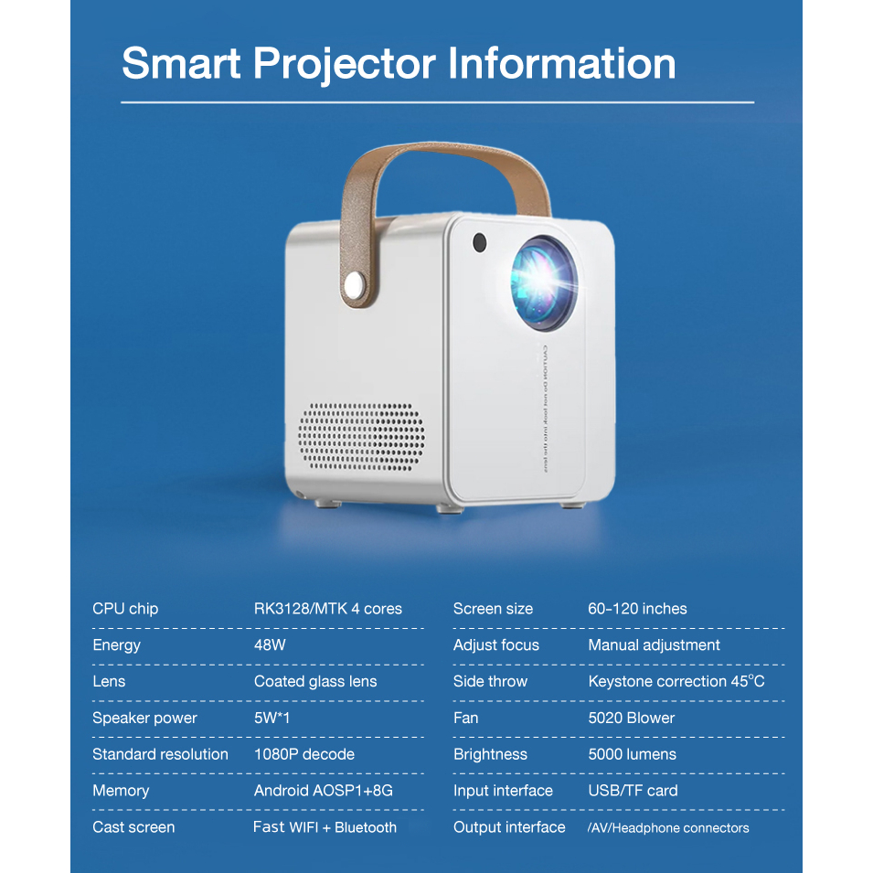 【💥FREE SCREEN+STAND】RISE Smart Android Projector Y8 Y9 5000 Lumens HD ...