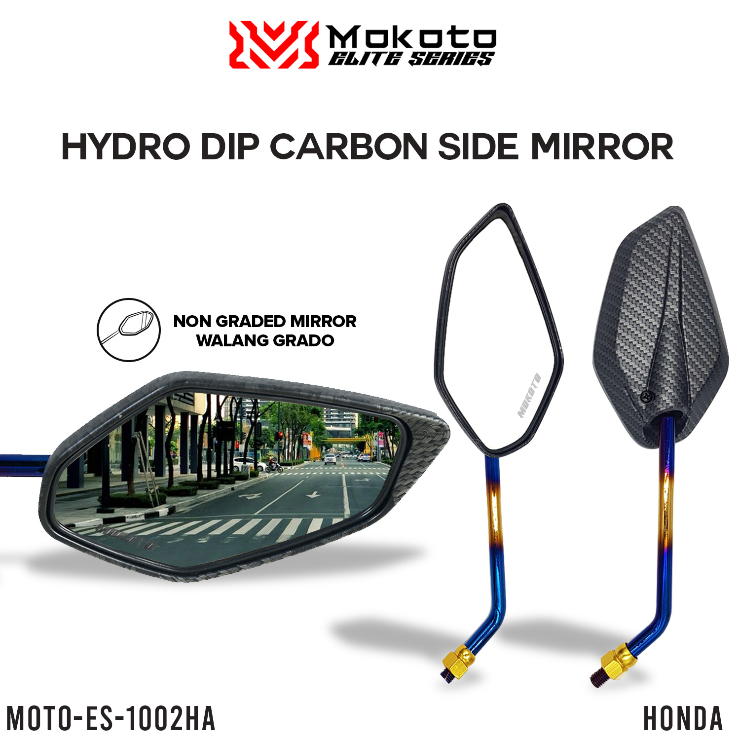 MOKOTO ELITE SERIES CARBON TITANIUM SIDE MIRROR NON GRADED MIRROR FOR ...