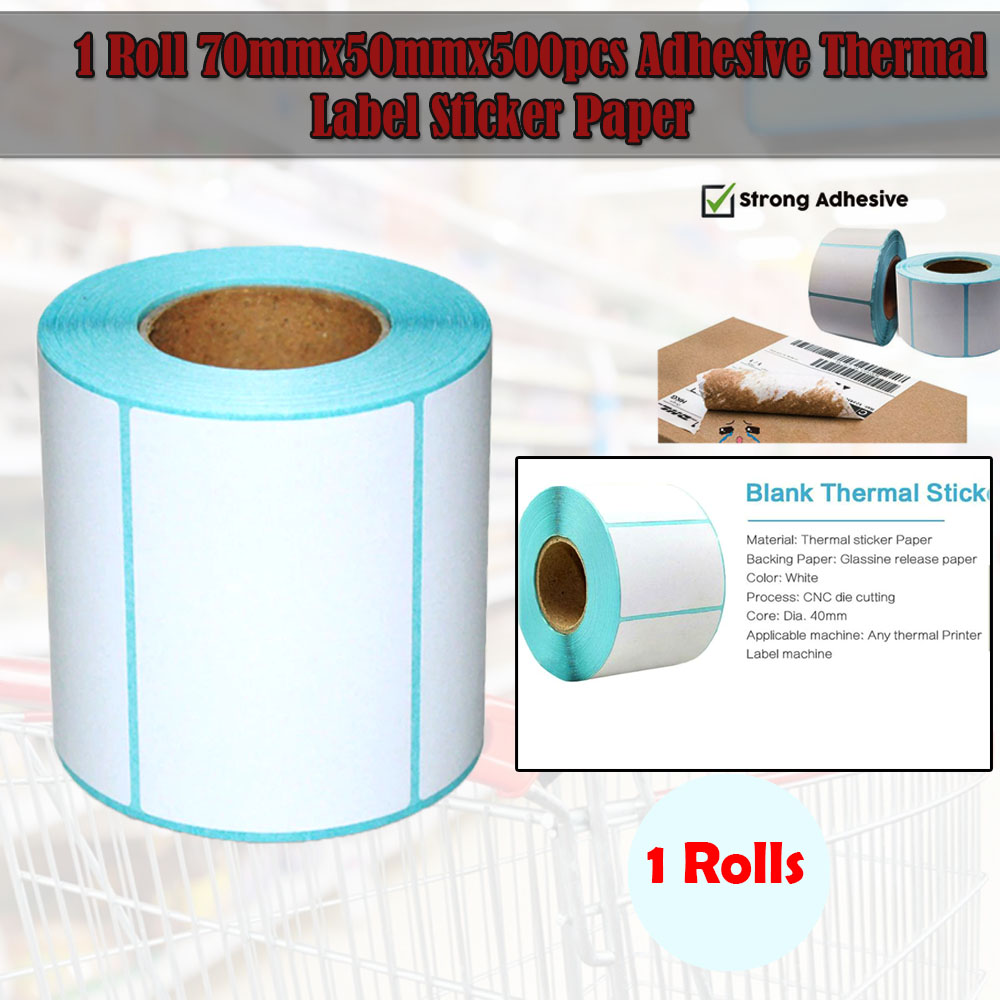 1 Roll 70mm*50mm thermal Label Adhesive Stickers 500 pcs per roll ...