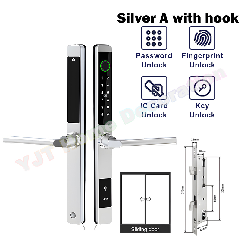 YJT Waterproof sliding door lock main door smart lock Biometric ...