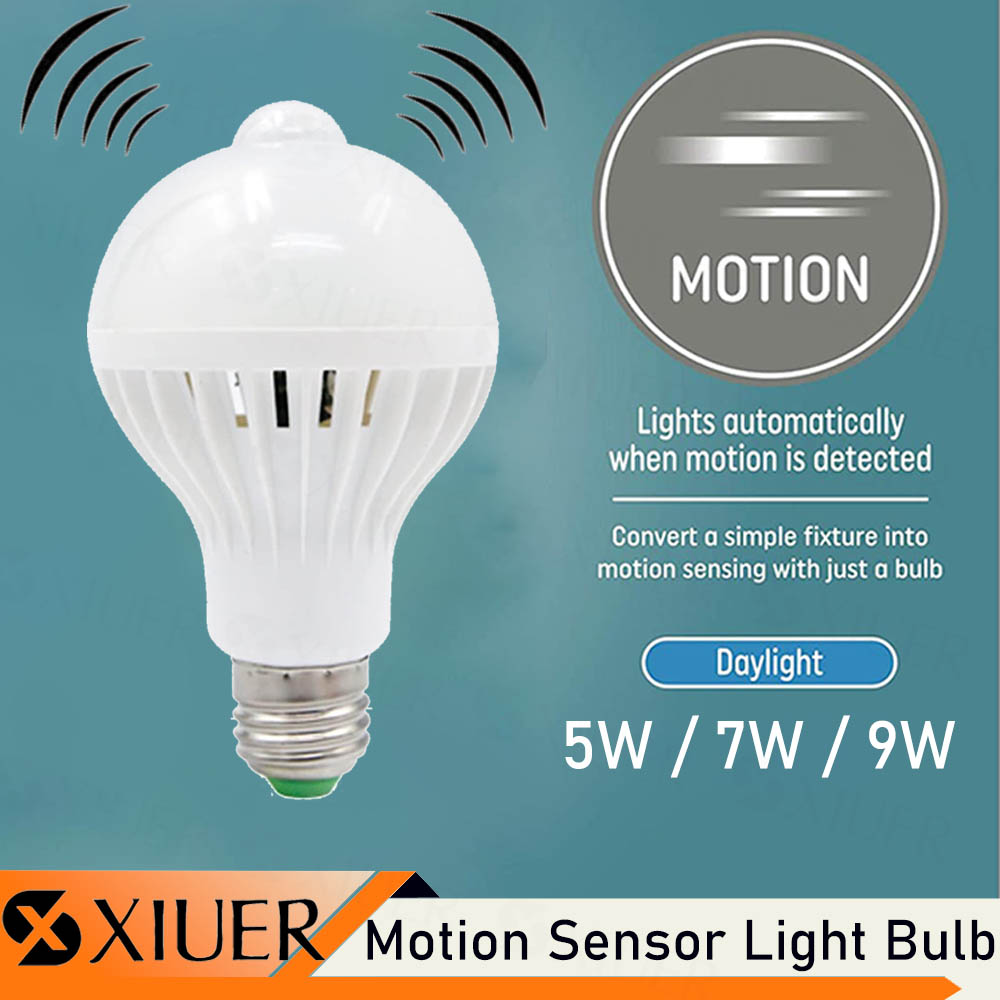 Motion Sensor Light Bulb E27 Base Infrared Induction LED Light Bulb 5W ...