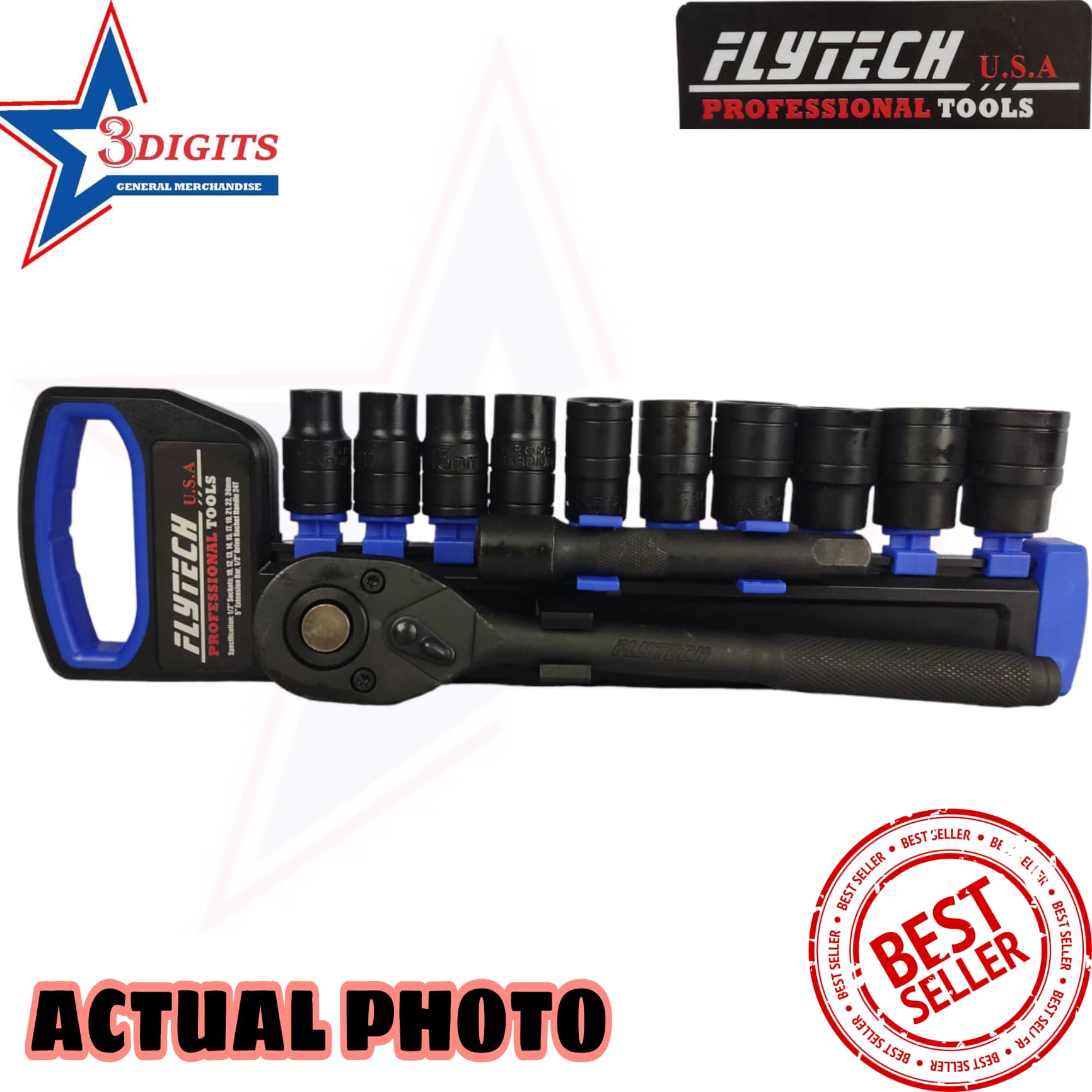 FLYTECH Heavy-Duty 12 Pcs. 1/2 Drive Socket Set | Lazada PH