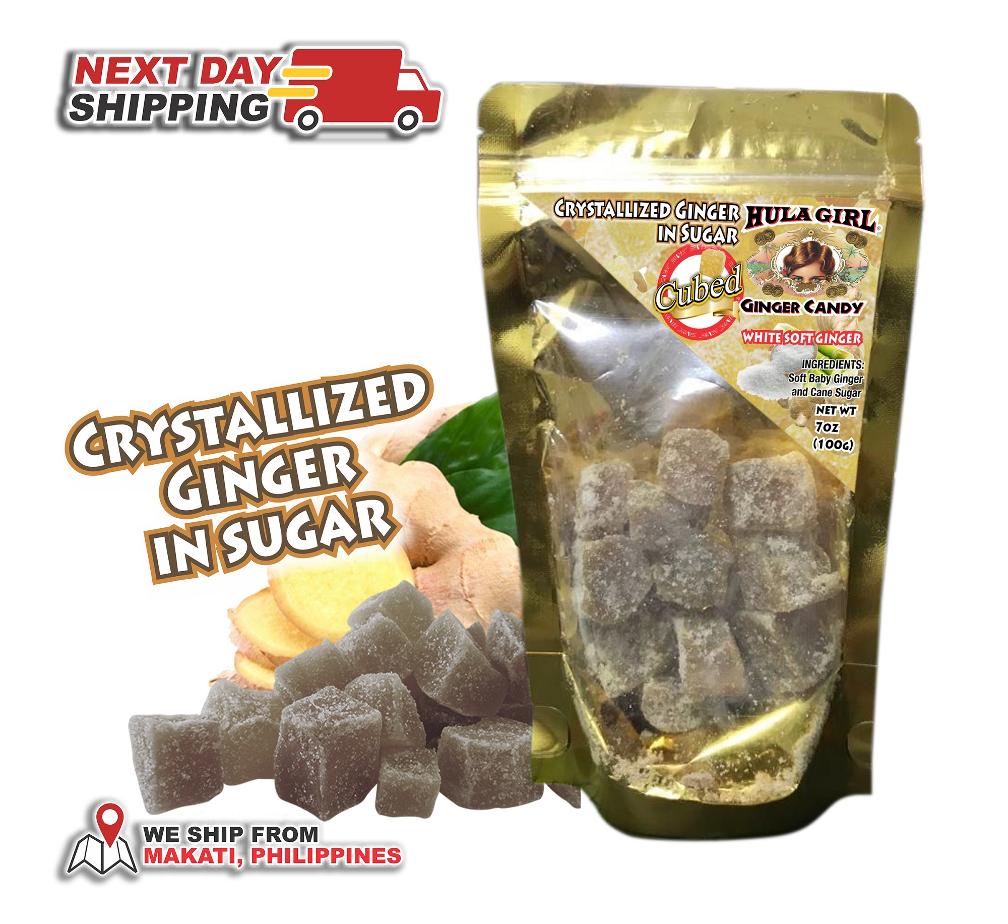 Crystallized Ginger Sugar Cubes DARK Soft Candy ( 200grams / 100grams ...