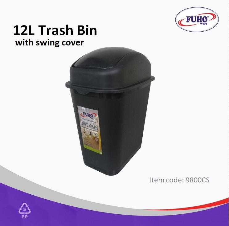 Fuho 12 Liters Trash Bin w/ Swing Cover / Dust Bin / Garbage Can ...