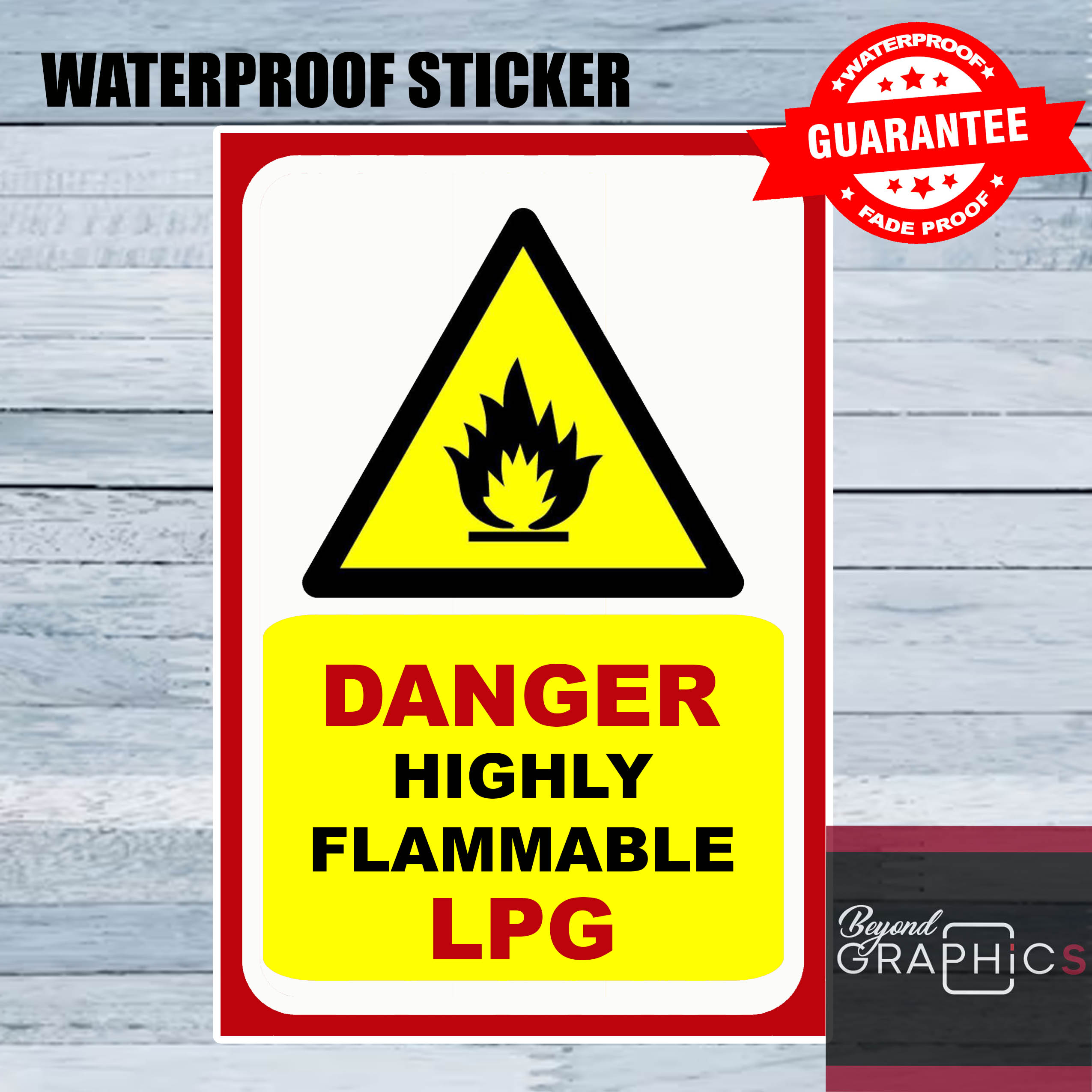 BG Safety Signage : Flammable Gas / LPG / Sign waterproof Sticker ...