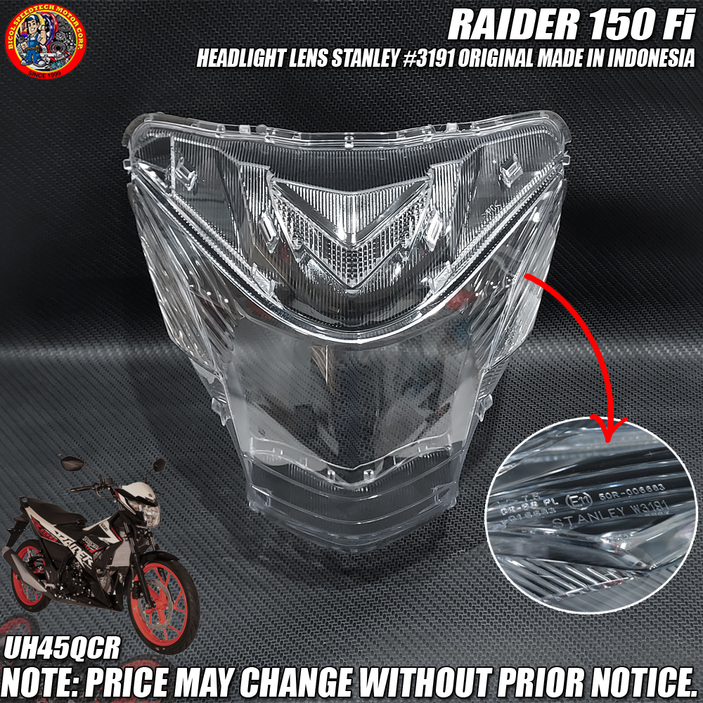 RAIDER 150 Fi HEADLIGHT LENS STANLEY #3191 ORIGINAL MADE IN INDONESIA ...