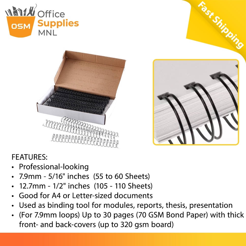 100pcs Double Loop Wire A4 Size 3:1 7.9mm 12.7mm Pitch Metal Ring ...