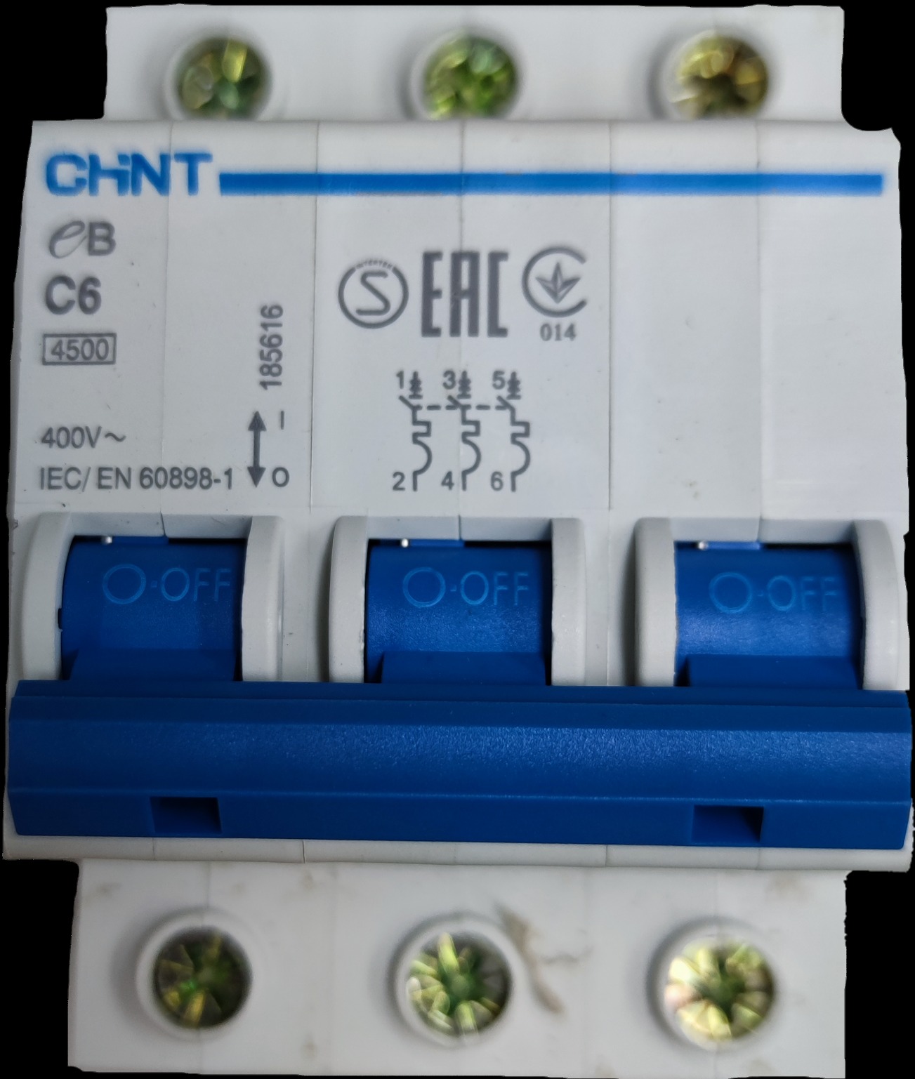 6A 3Pole Miniature Circuit 4.5 KAIC 220V (DIN Rail Type) (MCB) CHINT ...