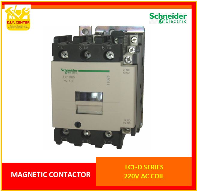 Schneider Magnetic Contactor LC1-D Series, Tesys Contactor 220V AC coil ...