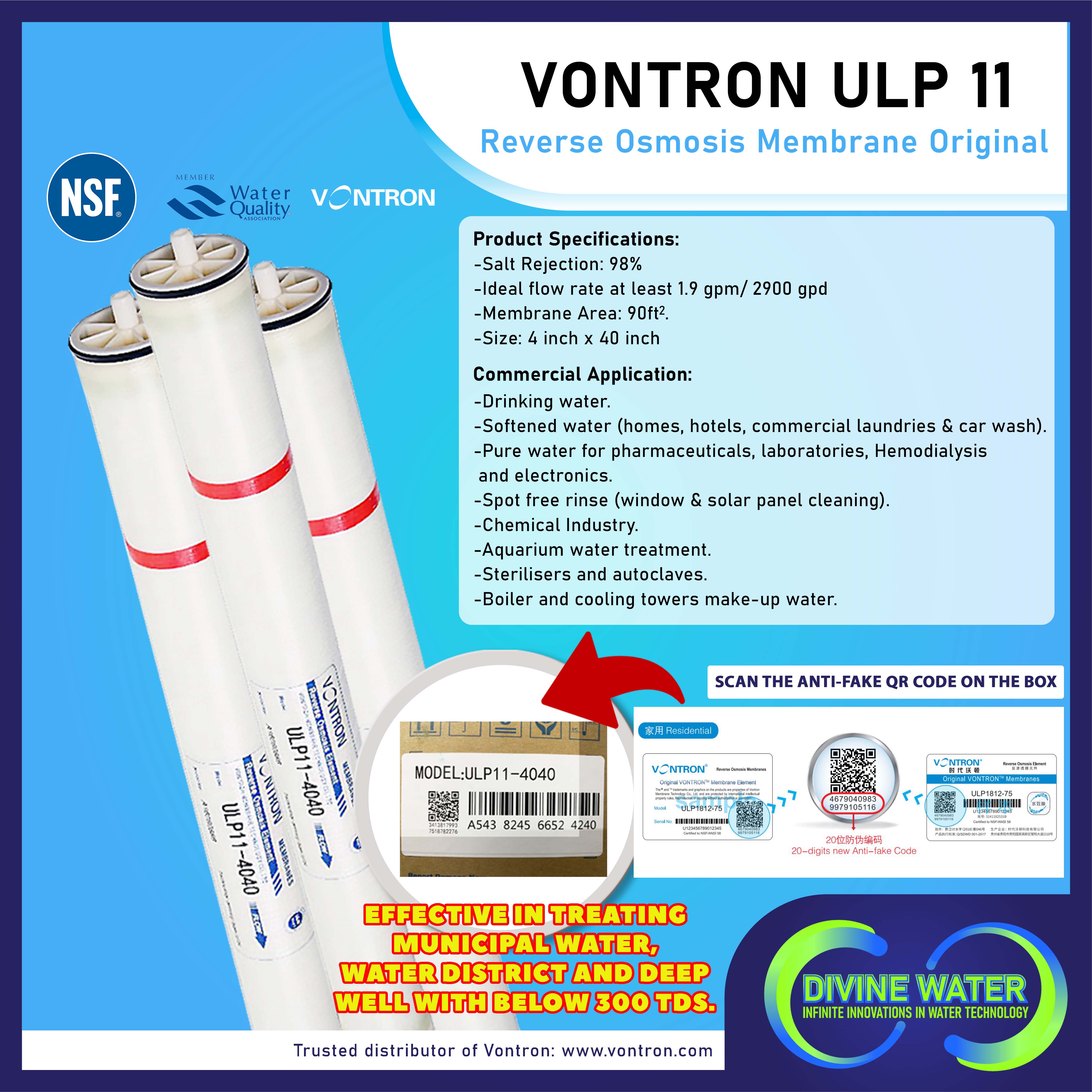 Vontron ULP 11 4040 Reverse Osmosis membrane (original with verifiable codes) | Lazada PH