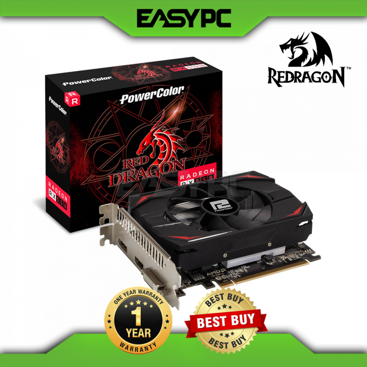 Powercolor Red Dragon Rx 550 4GBD5-DH 4gb 128bit GDdr5 Gaming Videocard ...
