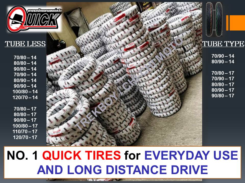 QUICK TIRE (TUBELESS/TUBE TYPE) (12/13/14/16/17) | Lazada PH