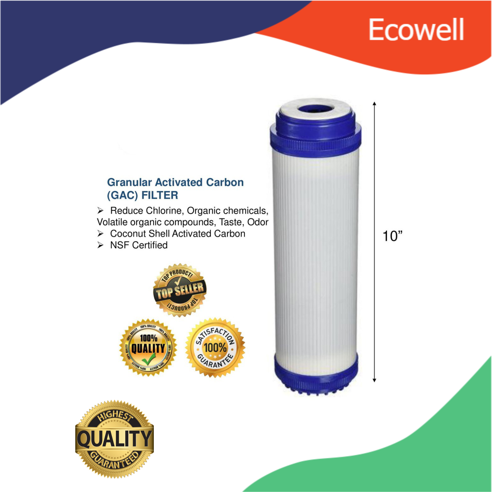Universal Coconut Shell Granule Activated Carbon UDF GAC Filter 10 Inch ...