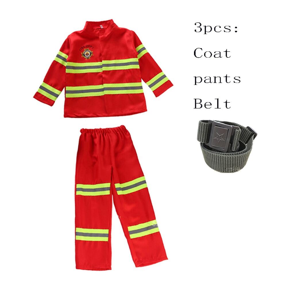 Fireman Costumes for Kids Firefighter Firetruck Boy Career Uniform Work ...
