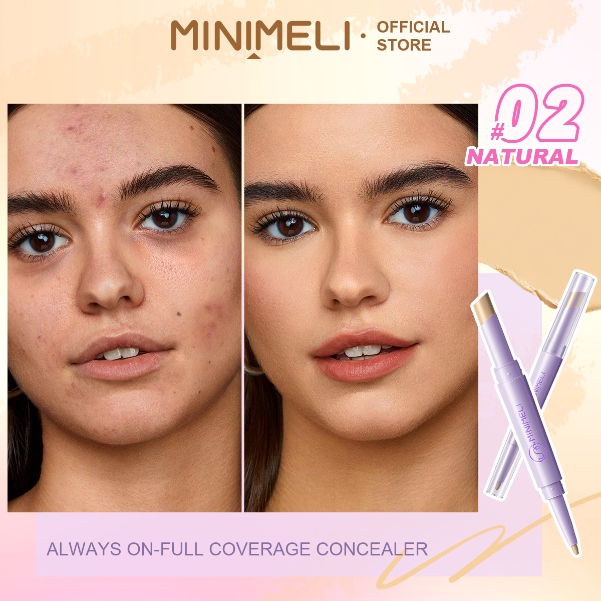 MINIMELI Full Coverge Concealer Pen 2 IN 1 Waterproof Flawless Lasting ...