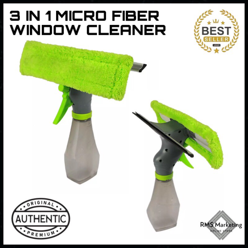 3 in 1 Window Cleaner Spray Microfiber Window Squeegee Dry, Scrape ...