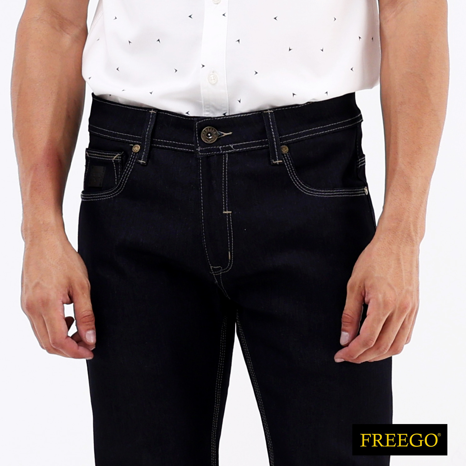 Freego Mens Denim Long Pants Slim Tapered Fit Stretch GBB23-0036 ...