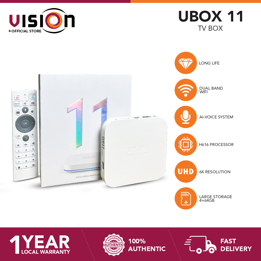 VISION UBOX 10 & UBOX 11 Super TV Box AI Voice Assistant Android 10.0 6K HDR Bluetooth 5.0 Dual ...