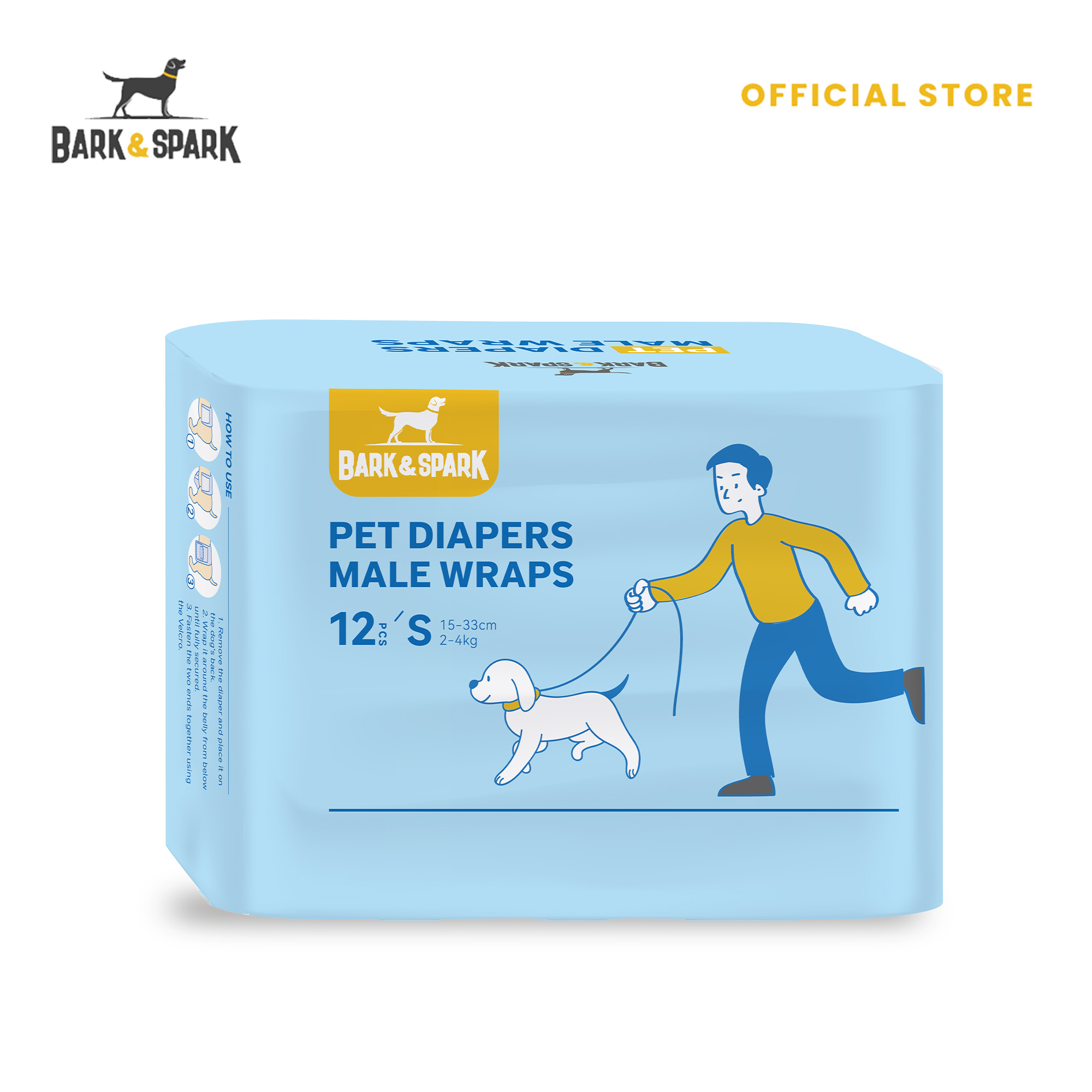 Bark and Spark Disposable Dog Diapers - Pack of 12, Male Wraps and Dog ...
