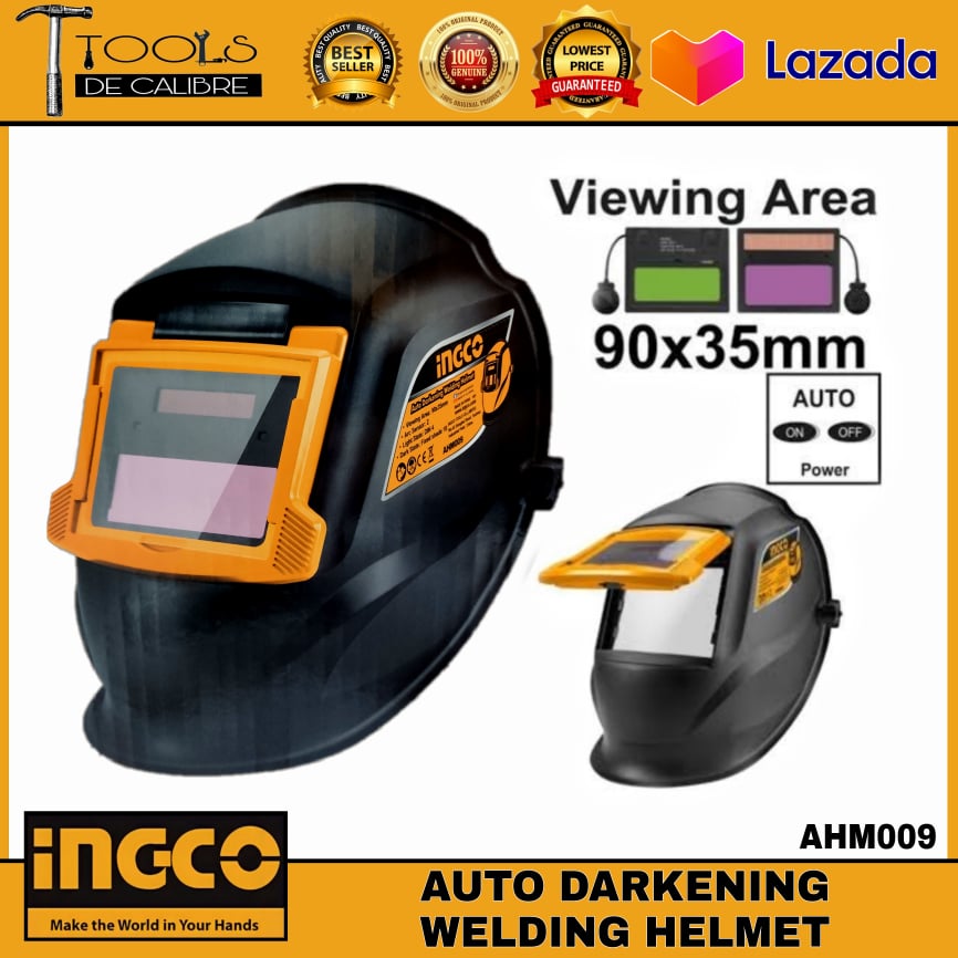 INGCO Solar Powered Auto Darkening Welding Helmet Mask (AHM009) | Lazada PH