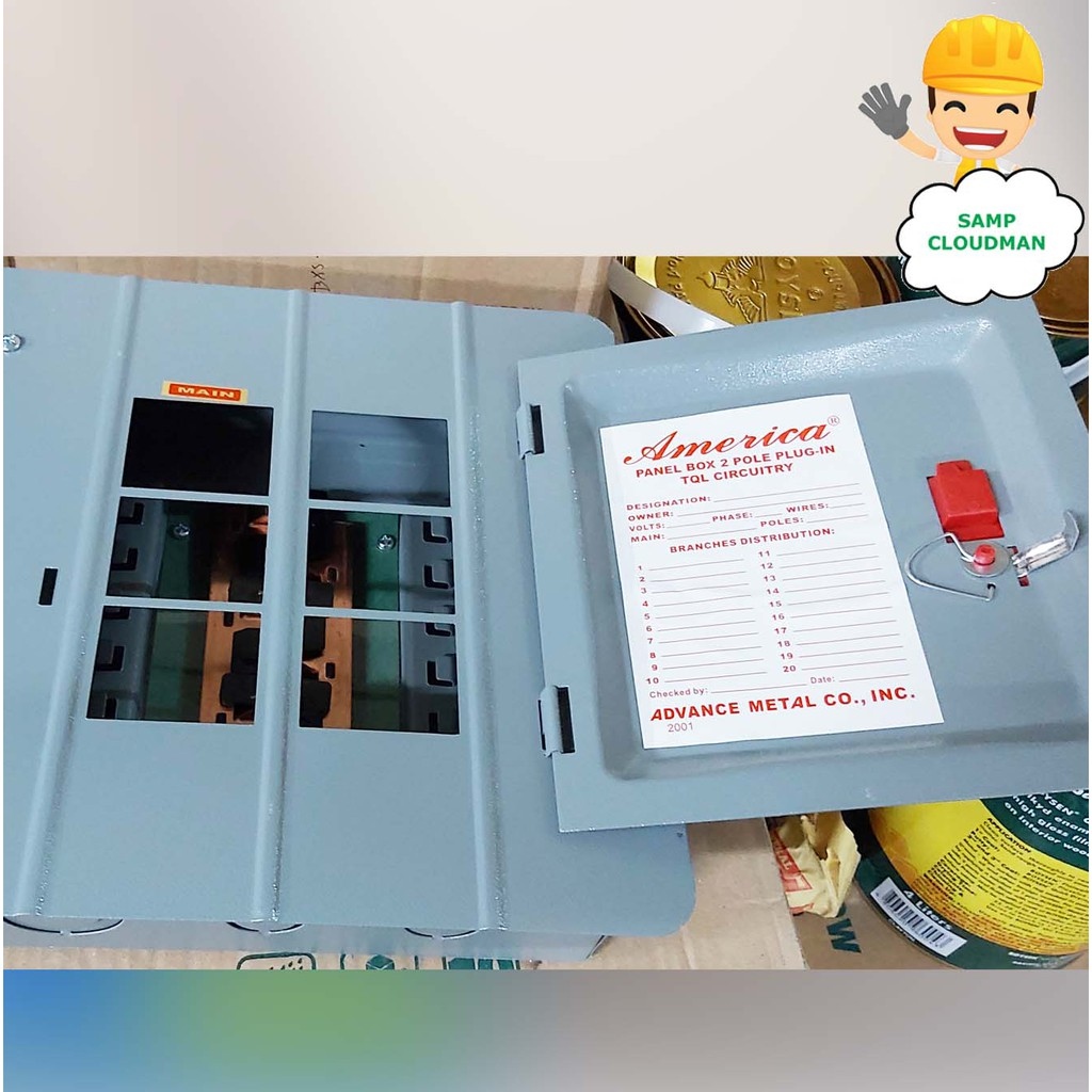 America Panel Box 4 Branches Plug-In TQL 2 Pole 3 x 3 Panel Board Box 6 ...