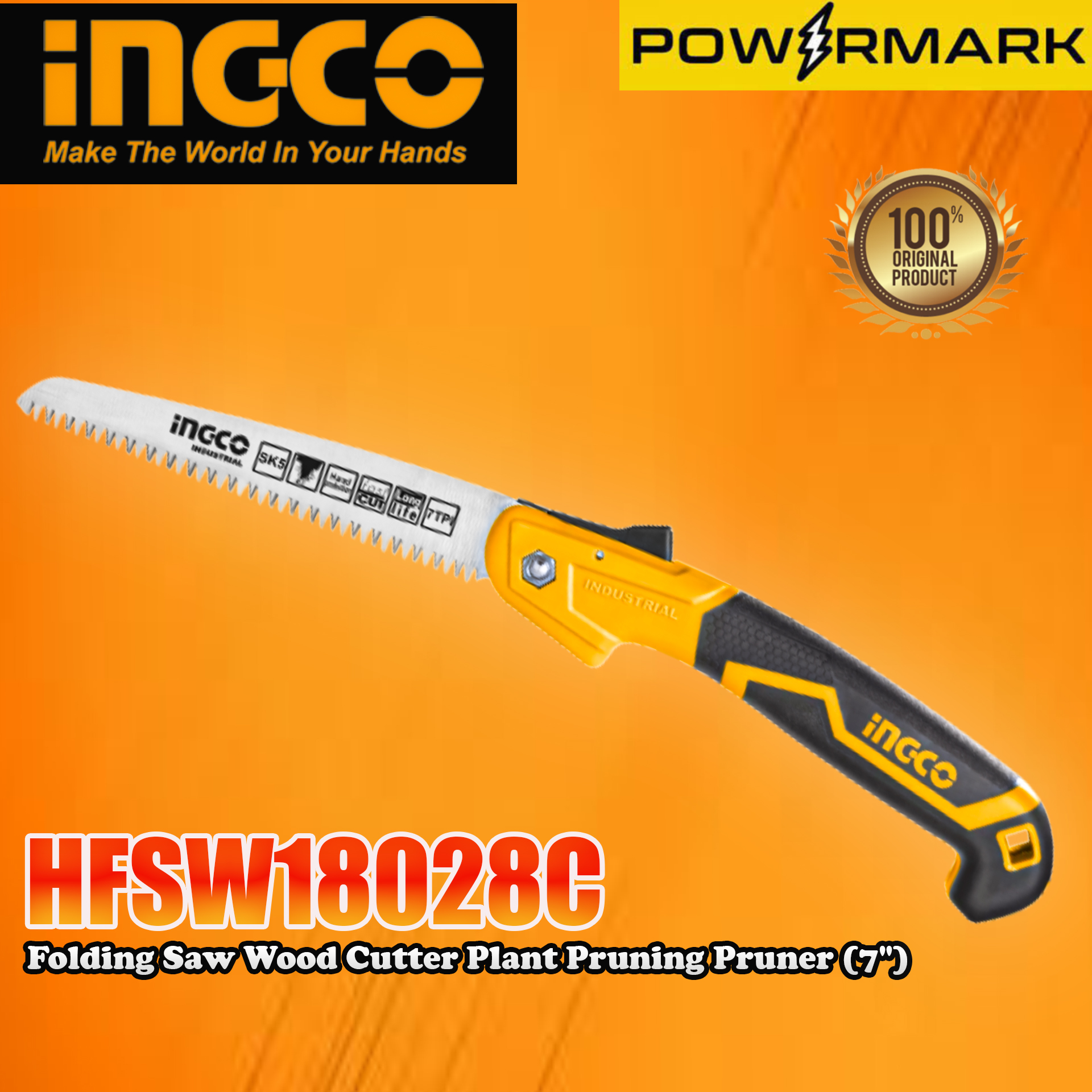 INGCO HFSW18028C Folding Saw Wood Cutter Plant Pruning Pruner (7 ...
