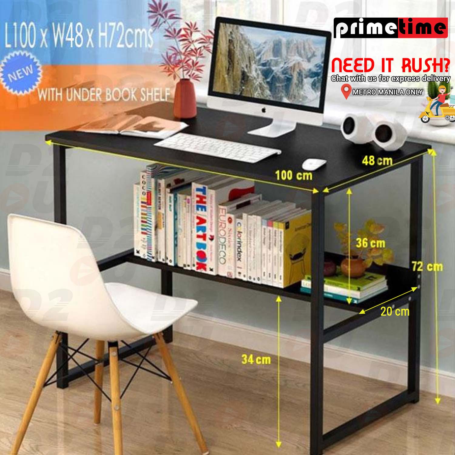 Primetime Scandinavian Computer Table Work Table WITH BUILT-IN BOOK ...