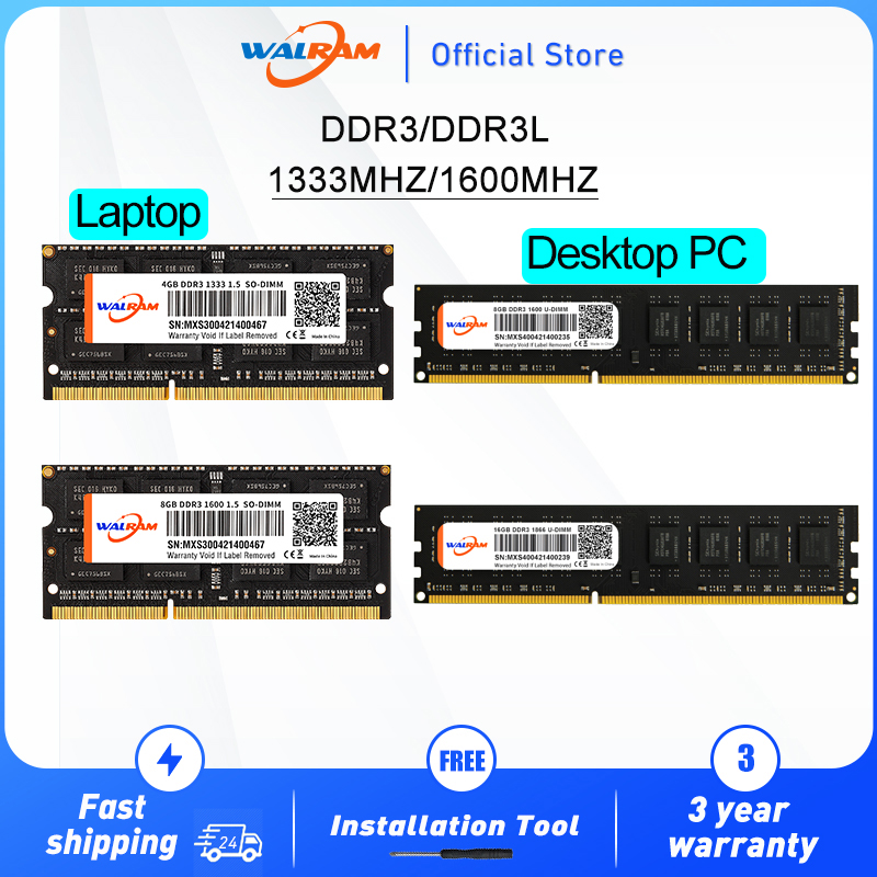 Walram Desktop PC Memory RAM DDR3 DDR4 8GB 4GB 16GB DDR3/DDR3L 1600MHz ...