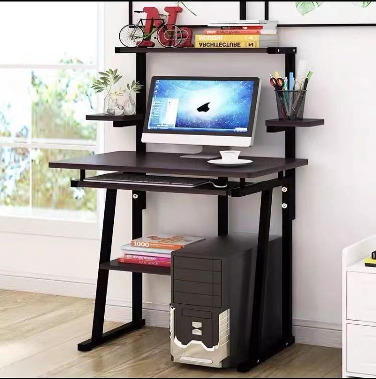 Wooden computer desk table and bookshelf integrated desktop home study ...