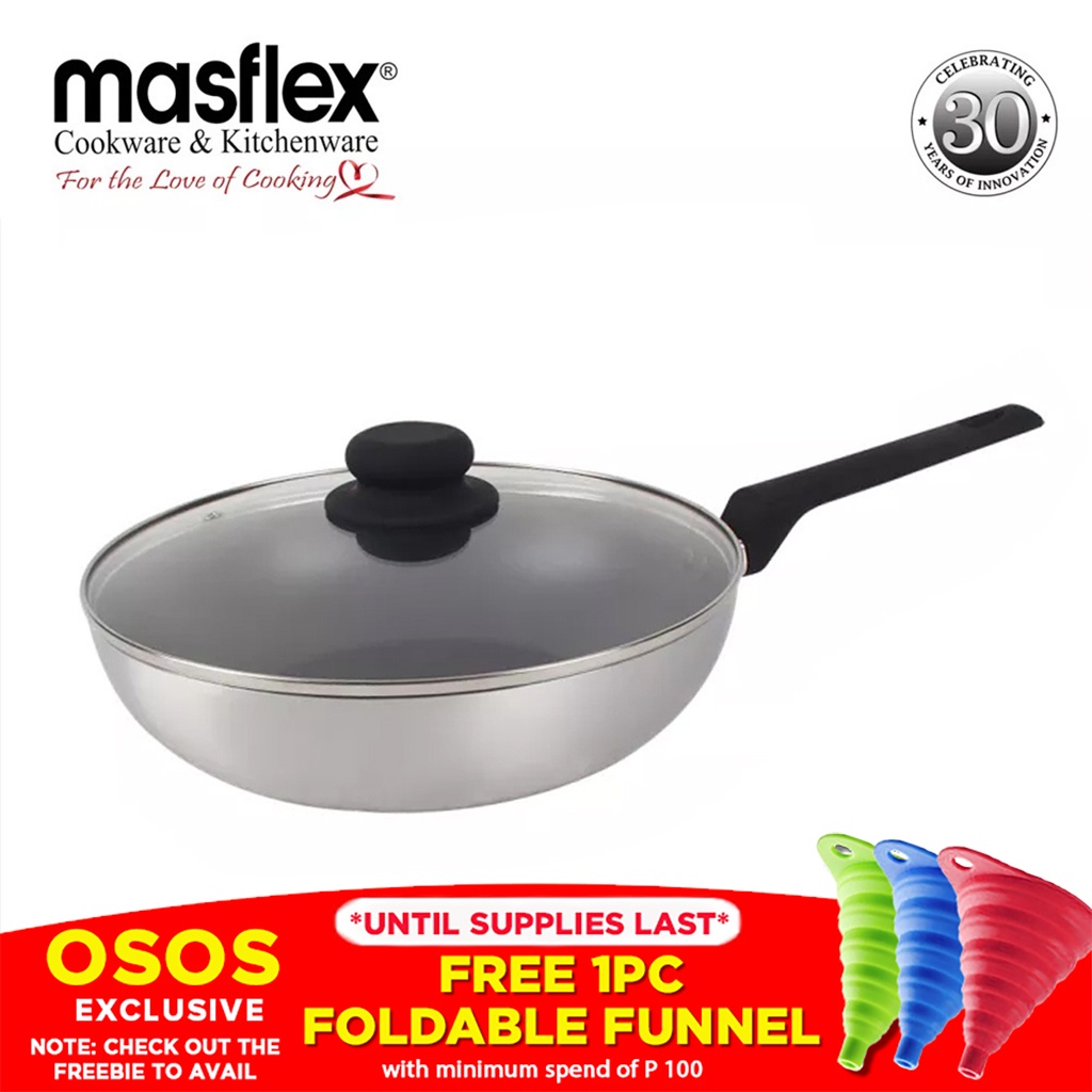 Masflex Original Non Stick Satin Induction Deep Fry Pan with Glass Lid ...