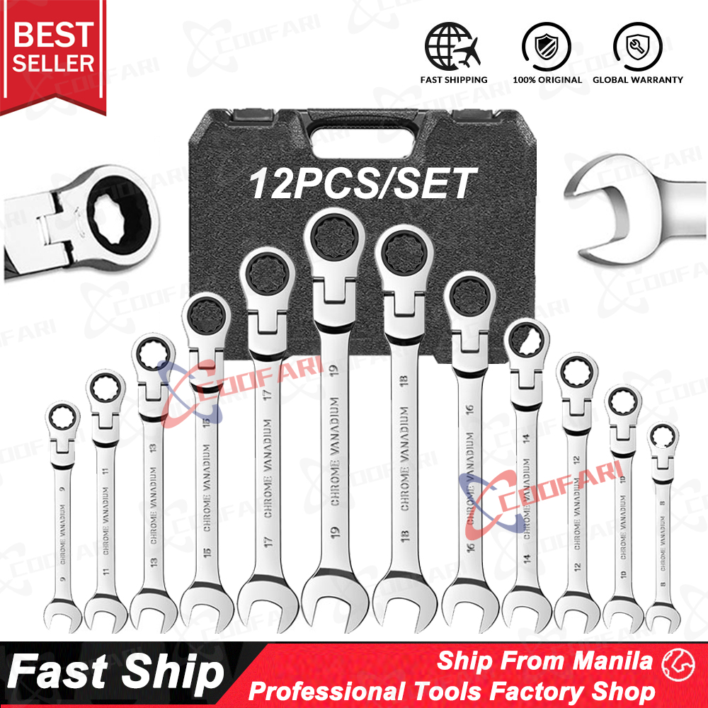 COOFARI 12pcs Keys Set Multitool Flex Head Wrench Ratchet Spanners Set ...