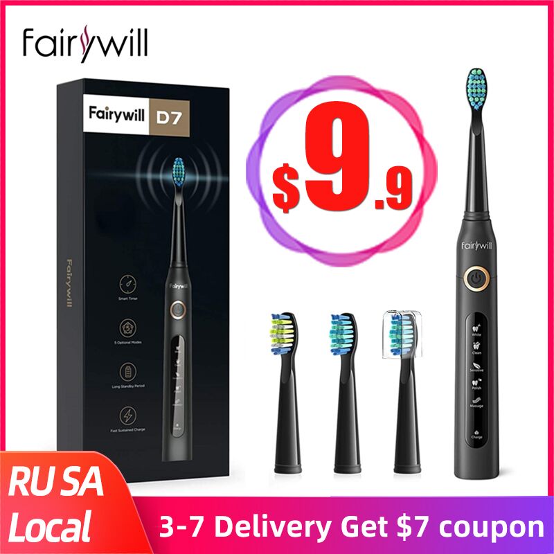 Fairywill Electric Toothbrush Sonic Waterproof USB Rechargeable ...