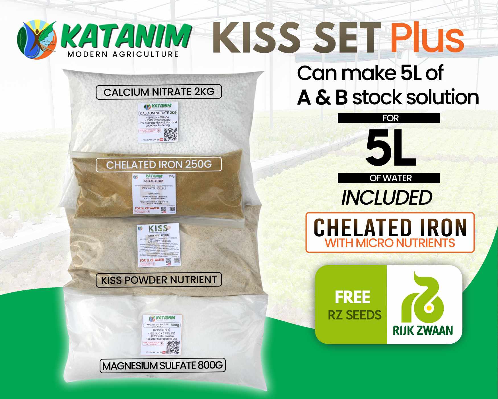 KISS PLUS Powder 5L SET +CHELATED IRON/micronutrients for Lettuce ...