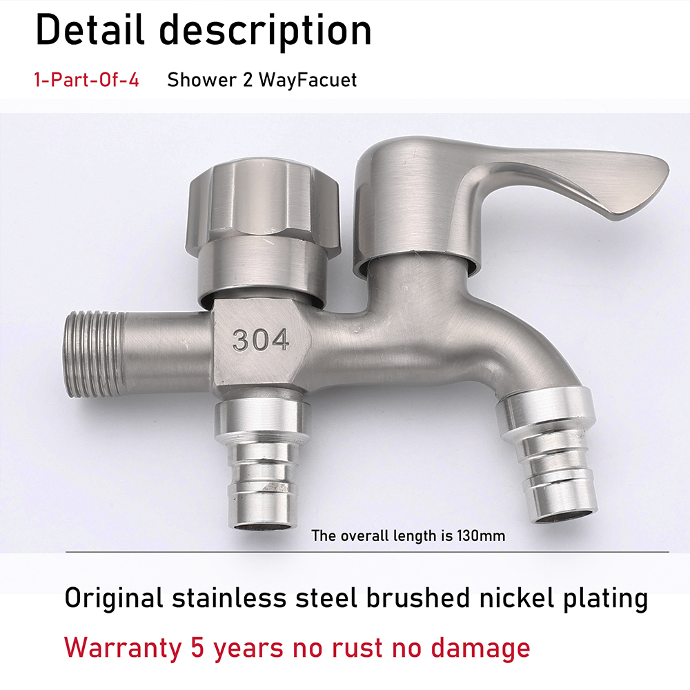 Dermaid Facuet Stainless Steel Wall Double Grip 1 IN 2 OUT Duel 2 Way ...