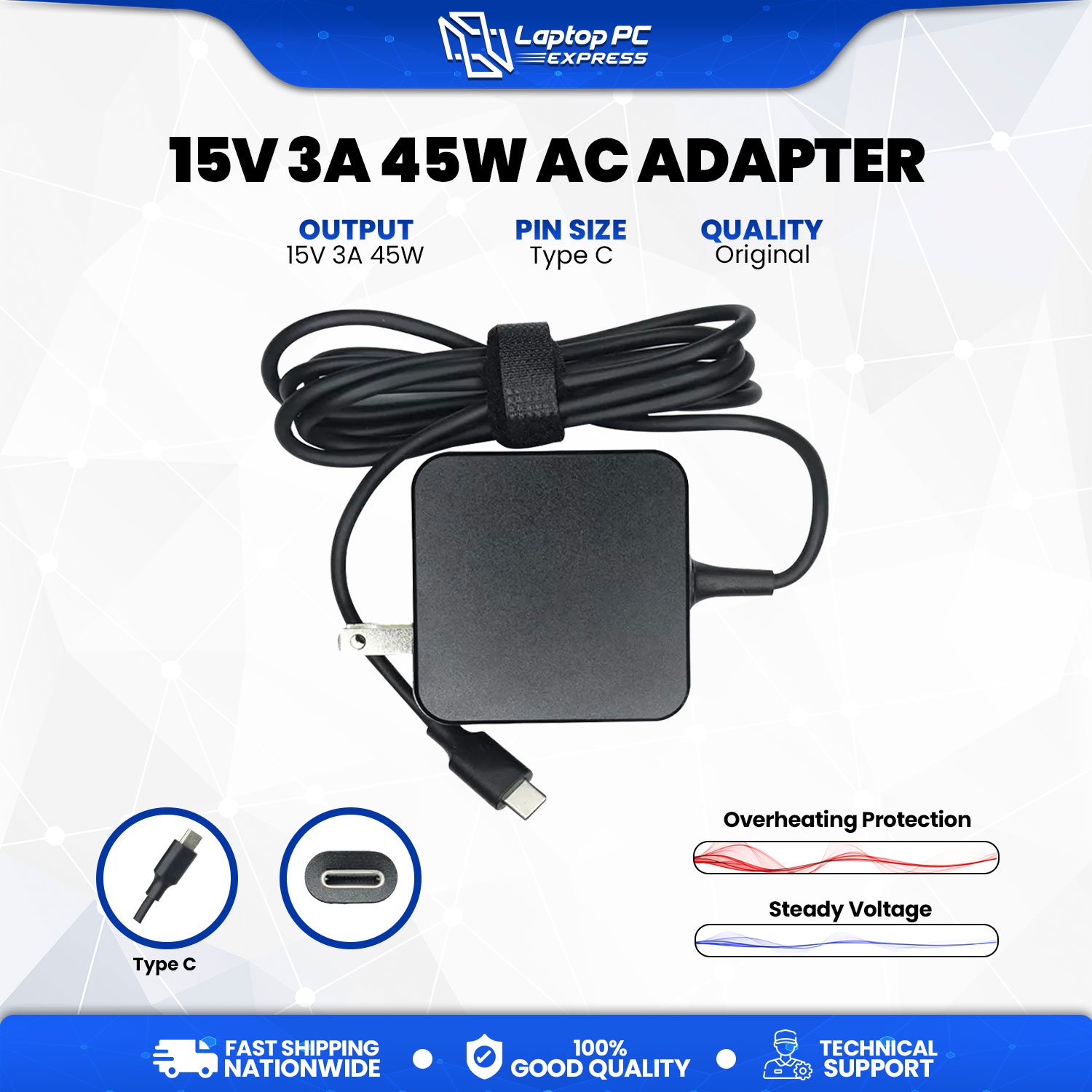 Laptop Charger HP 15V 3A USB Type-C 45W USB-C AC adapter Comaptible with HP Spectre X2 HP ...