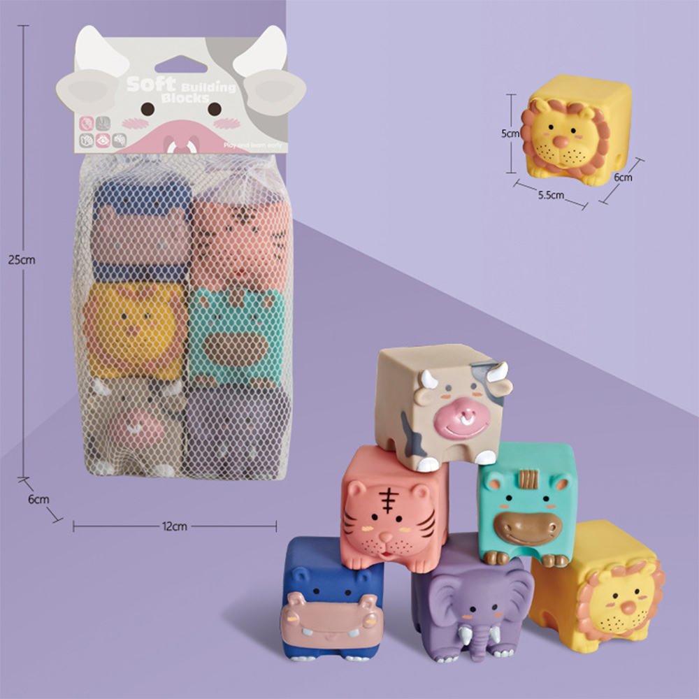 3D Kids Soft Silicone Building Blocks Toys Sensory Silicone Building ...