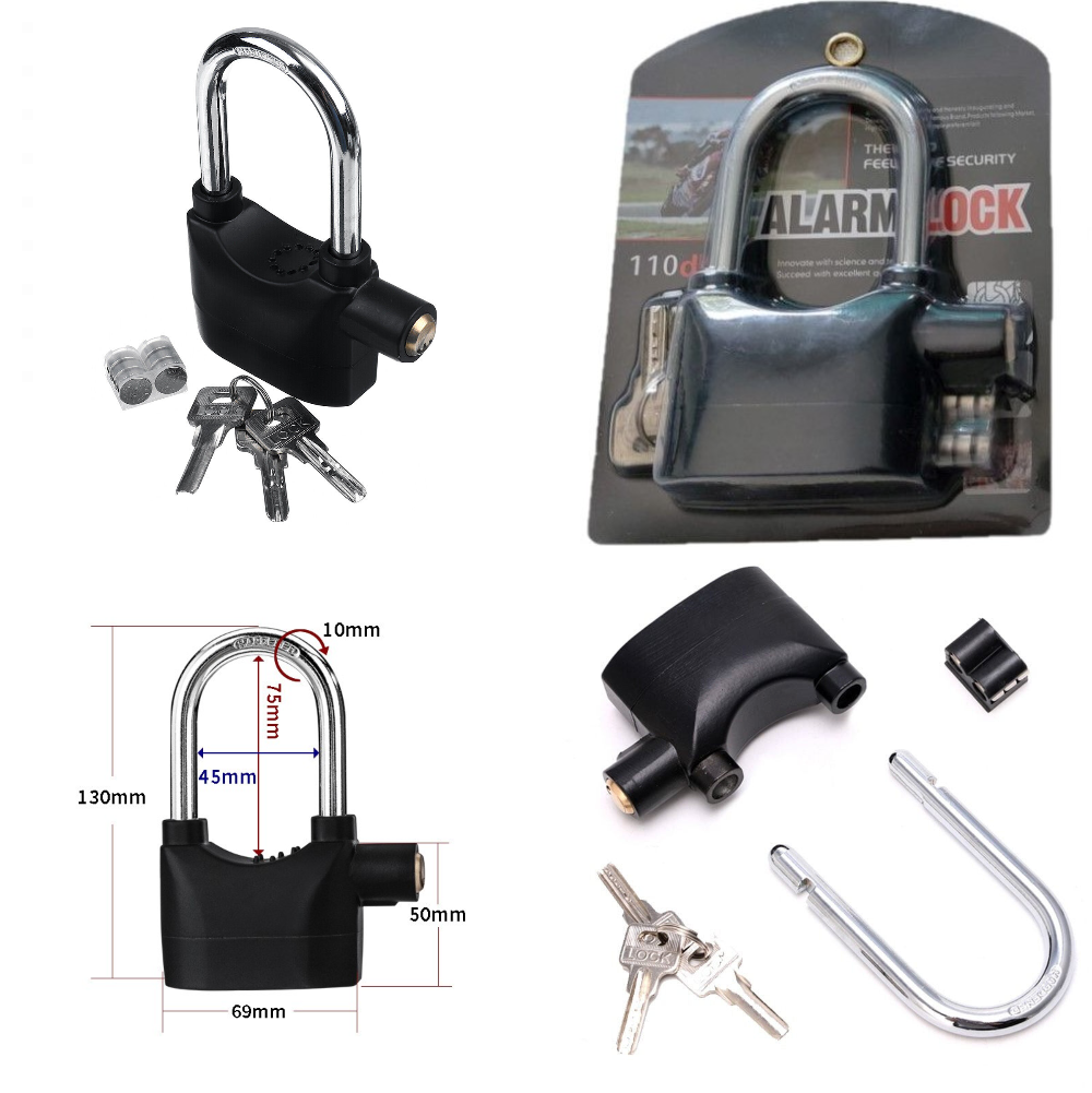 110dBA Alarm Lock Smart Anti Tamper Loud Noise Anti Theft Burglar ...