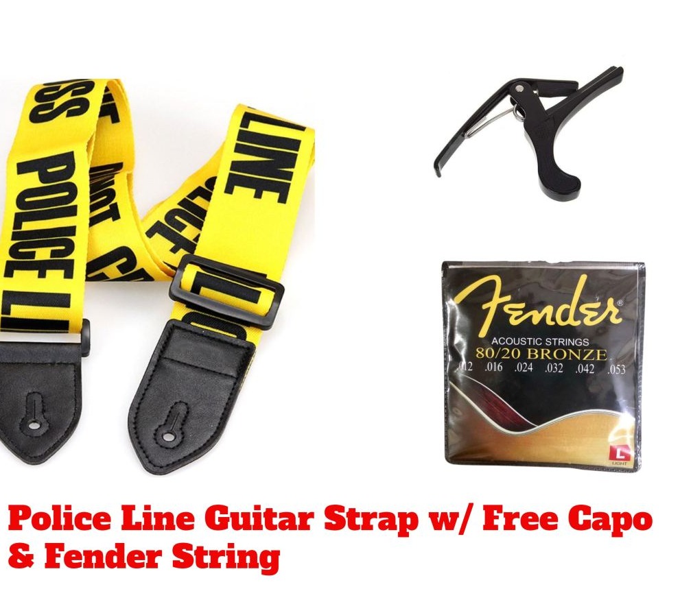 Police Line Strap with free Capo, and Fender Acoustic String | Lazada PH