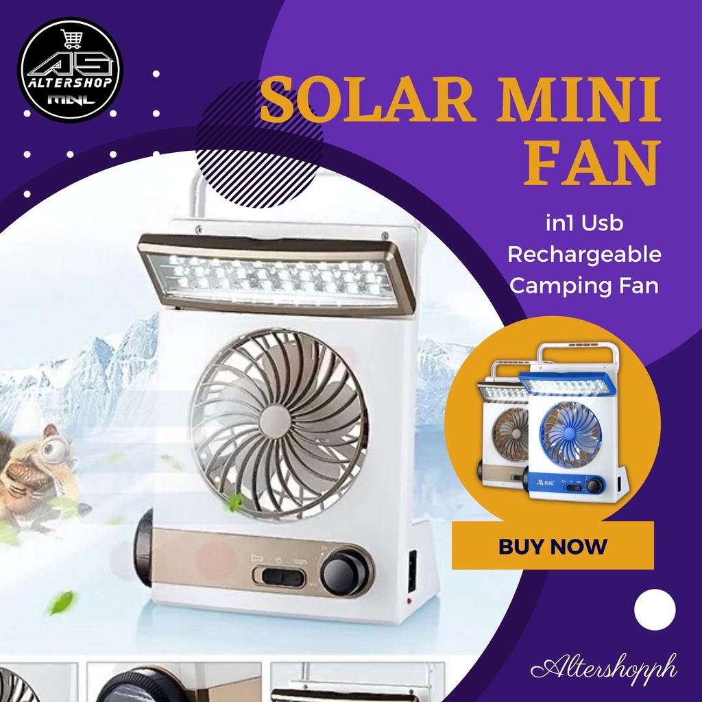 Original Solar Power Mini Fan With Led Table Lamp & Led Flashlight Mini ...